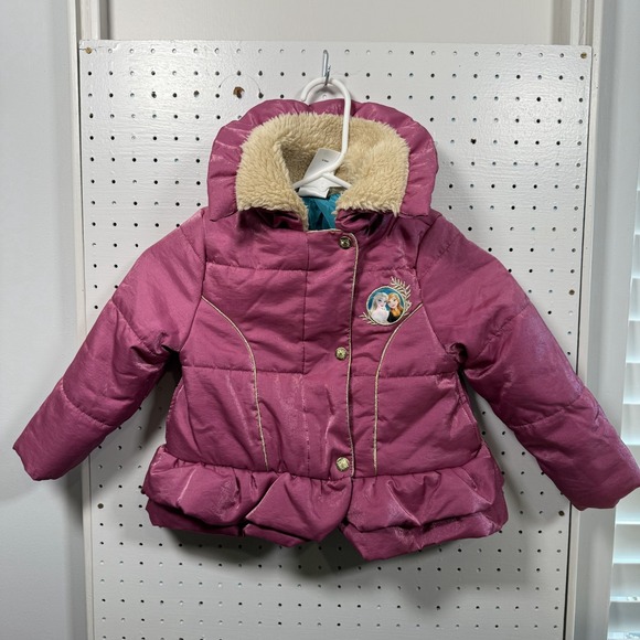 Disney | Jackets & Coats | Disney Elsa And Anna Frozen Puffer Jacket ...